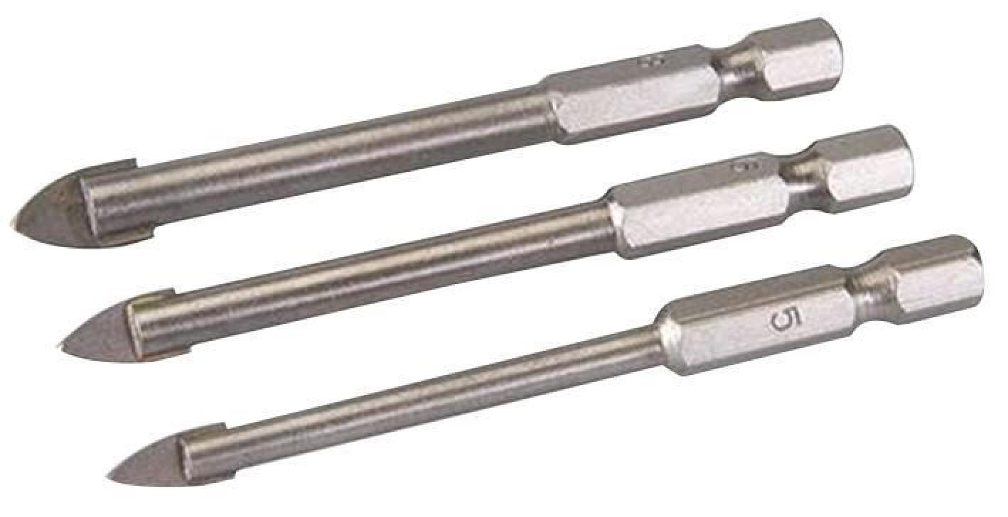 SILVERLINE - Tile & Glass Drill Bit 1/4" Hex Shank, 3 Piece - Walmart.com