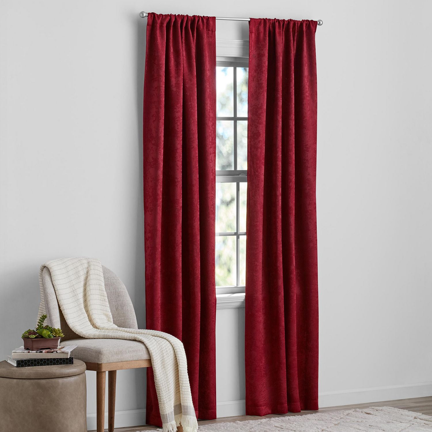 Mainstays Sheen Rod Pocket Blackout Window Curtains Panel Pair, 37" x ...