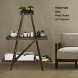 Fionafurn 3-Tier Folding Wooden Shelving Flower and Plant Display Stand ...