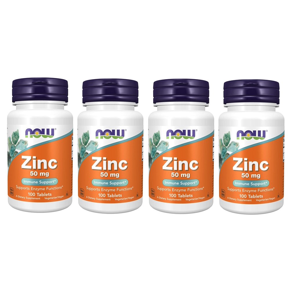 Now Foods ZINC 50mg 100 TABS, 4 Packs - Walmart.com - Walmart.com