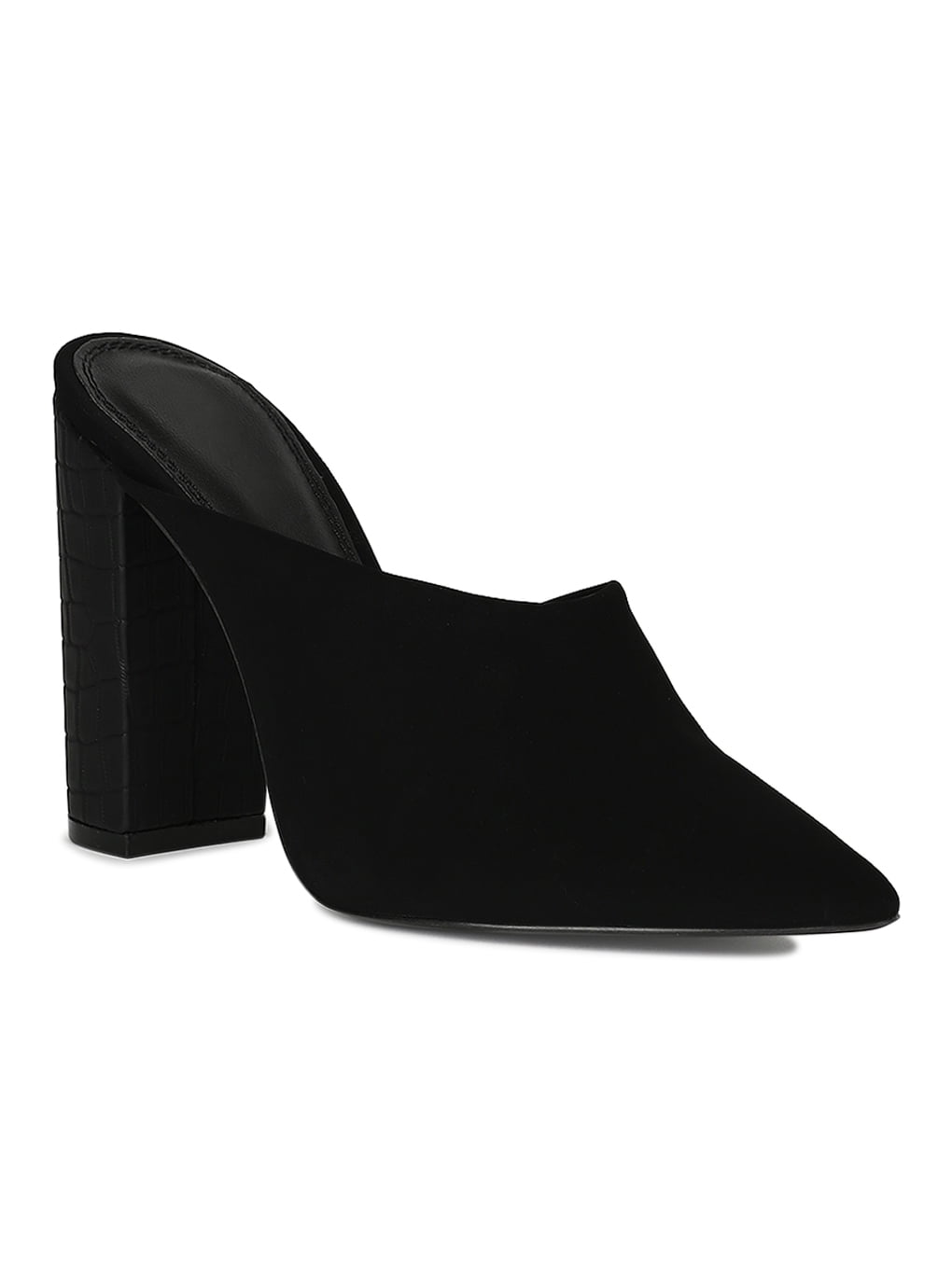 Women Asymmetrical Pointy Toe Vamp Chunky Heel Mule 18621 - Walmart.com