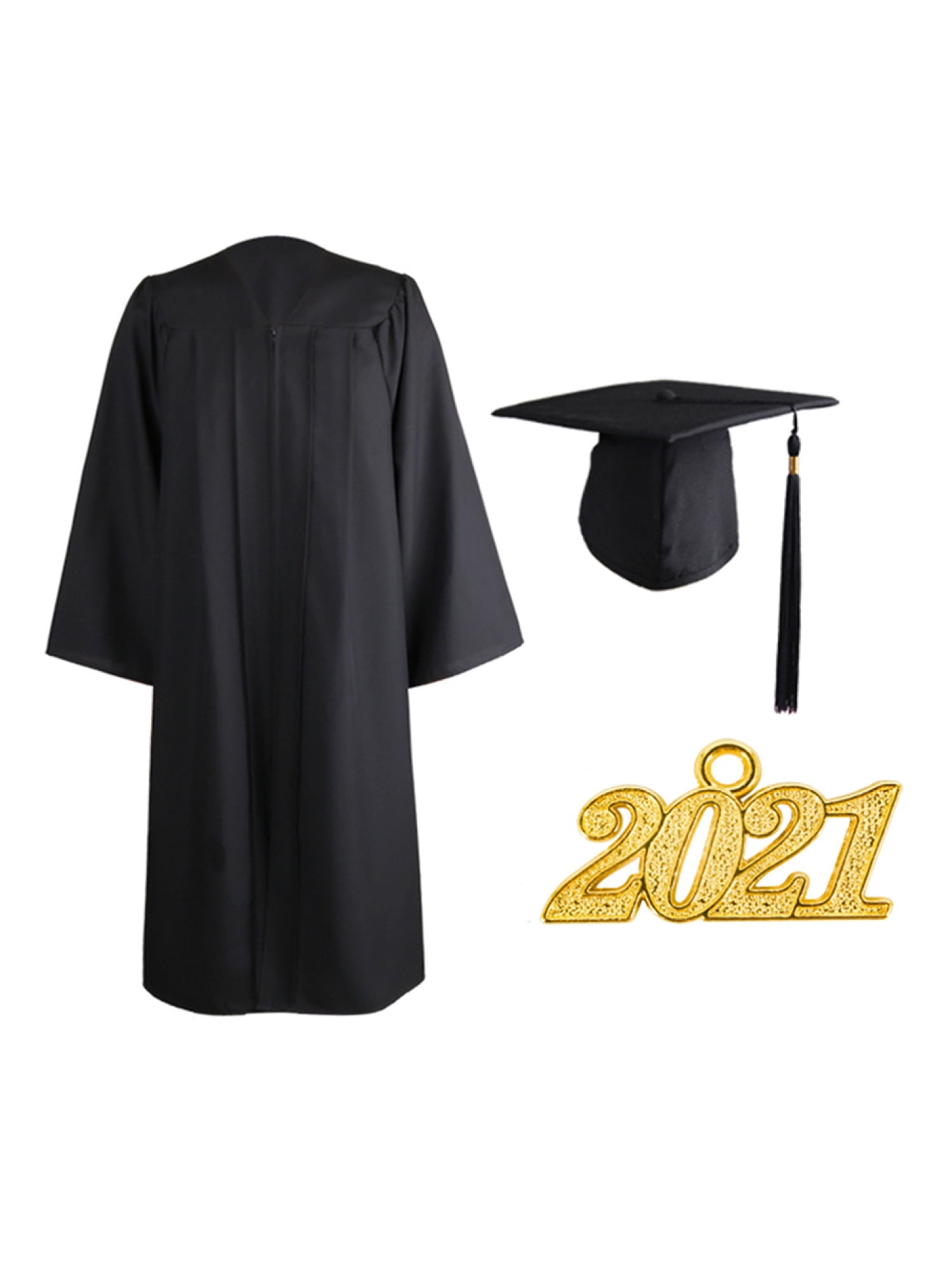 Adults 2021 Graduation Gown and Cap Tassel Drape High School Gown Set ...