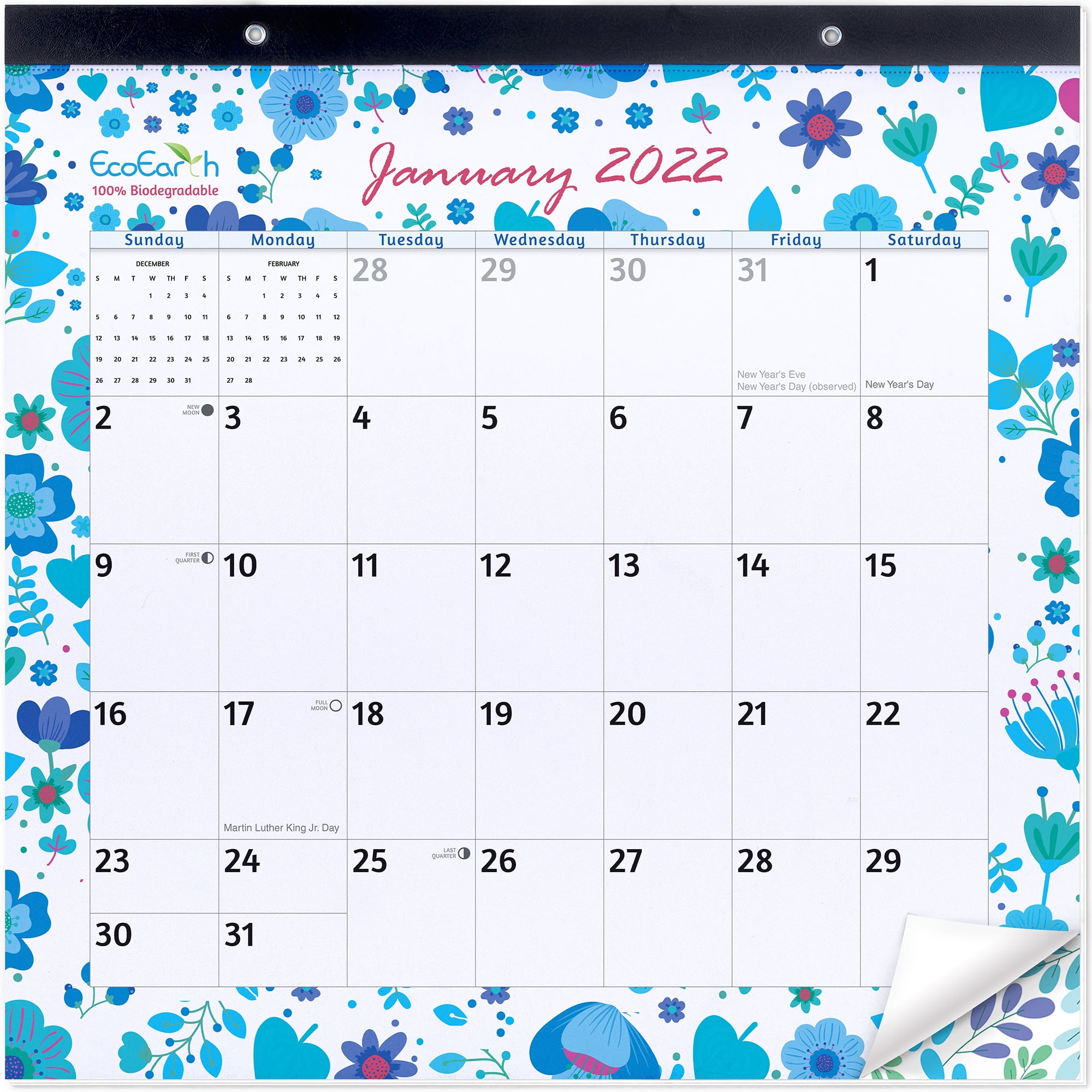 Ecoearth 12 Month Calendar 2022 Patterned 11 X 14 Desk Pad Calendar