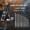 Step Drill Bit, 12 Sizes from 1/4" to /8", Step Bit with 2 Spiral ...