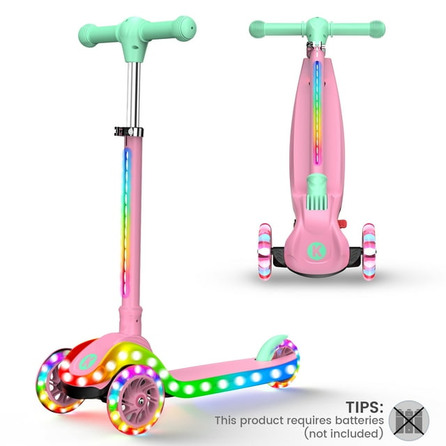 Kidscoter Trottinette à 3 Roues avec Lumières DEL, Hauteur Ajustable ...
