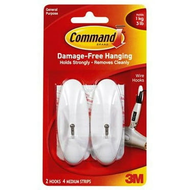 Command Wire Hook, Large, White, 3 Hooks, 6 Strips - Walmart.com