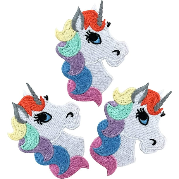 3 pcs Unicorn Patches for Clothing - Iron on unicorns design for Jackets - Unicorn eyelash iron ...
