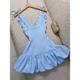 Baby Blue 3D Floral Strap Puff Mini Dress For Women, Elegant Cocktail ...