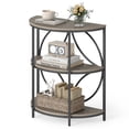 Gymax 3-Tier Half Round End Table w/Study Metal Frame Storage Shelves ...