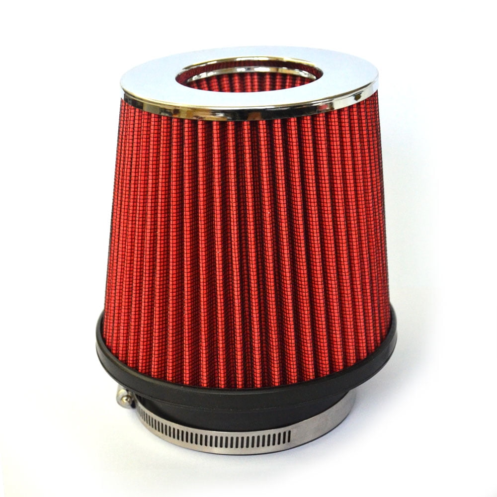 Cold Short Ram Intake High Flow Cone Red Air Filter 3.5" Inch Car Truck SUV