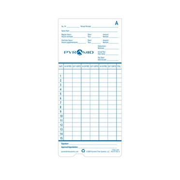 Pyramid Time Systems Time Cards for 2600, Pack of 100 - Walmart.com
