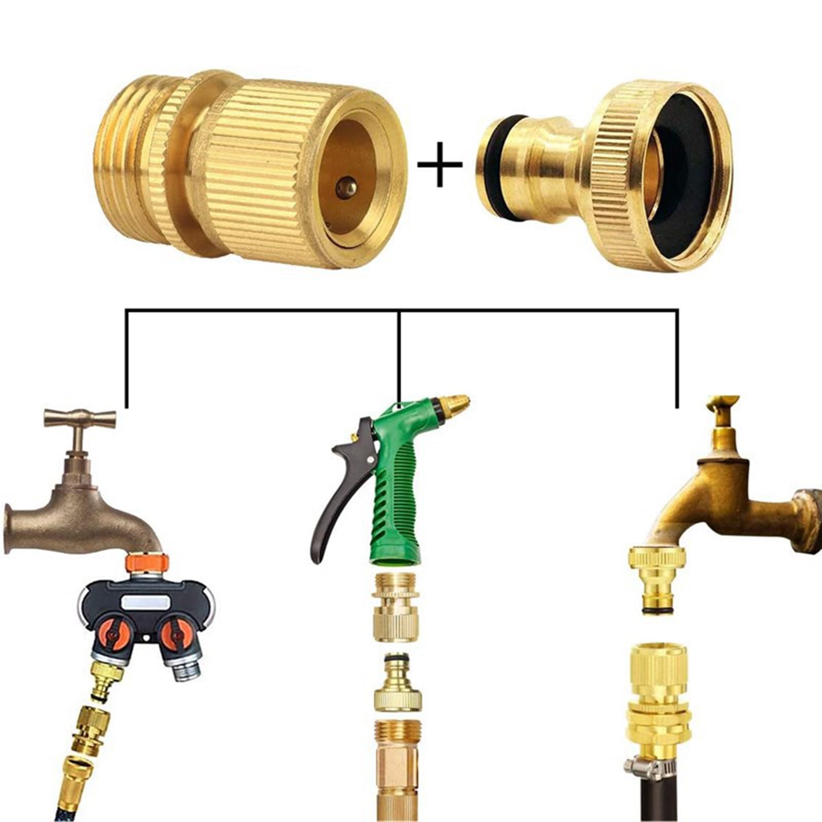 Bigstone 2Pcs Hose Connectors High Durability Rust proof Copper Male bigstone-2pcs-hose-connectors-high-durability-rust-proof-copper-male
