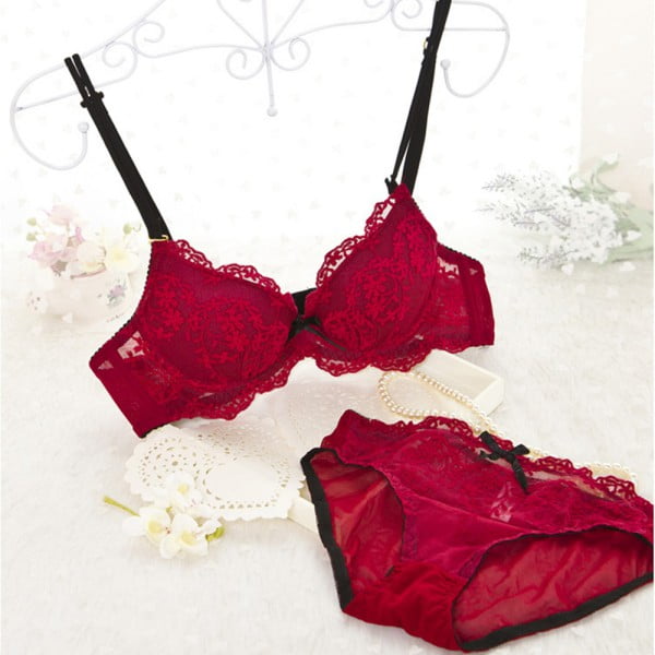 Fashion Sexy charming lace bra gather together Shape Wear women bra set ...