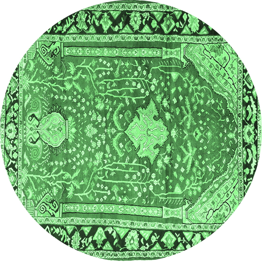 Ahgly Company Indoor Round Medallion Emerald Green Traditional Area ...