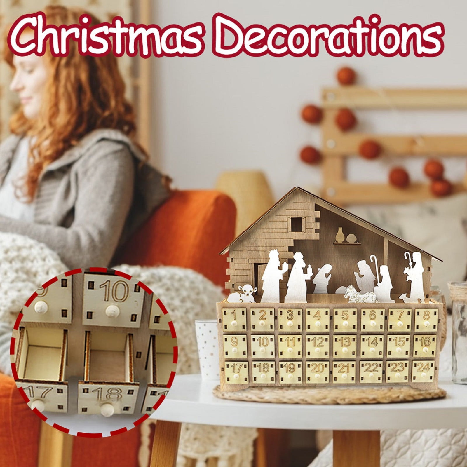 Click here for Uheoun Wooden Christmas Led Calendar Cabinet Decor... prices