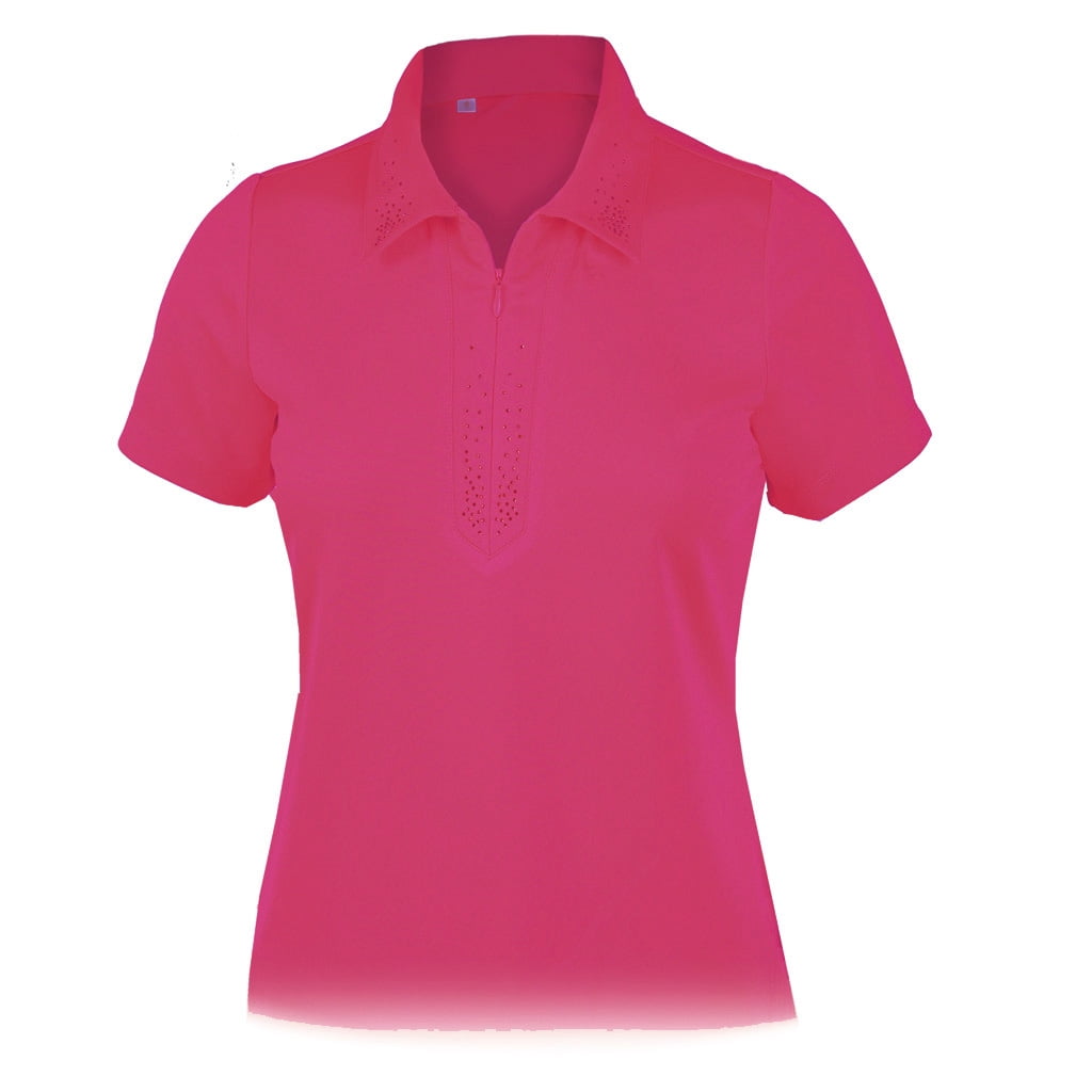 Monterey Club Women's Solid Rhinestones Embedded Golf Polo Shirt #2438 ...