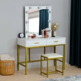 Ktaxon Vanity Table with Lighted Mirror, Makeup Vanity Dressing Table ...