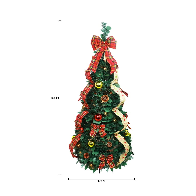 Instant Pull Up Christmas Tree 5ft Pre Lit Dressed Pop Up Christmas