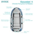 Intex Excursion 4 Inflatable Boat Set, Fishing, Rafting, 2 Oars ...