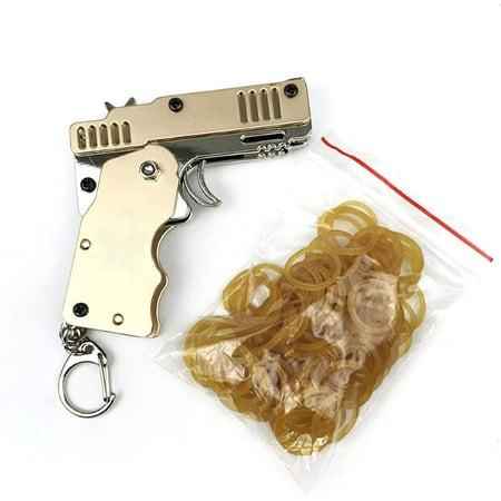 Rubber Band Gun Toy Mini Metal Rubber Band Gun Foldable 6 Rounds with ...