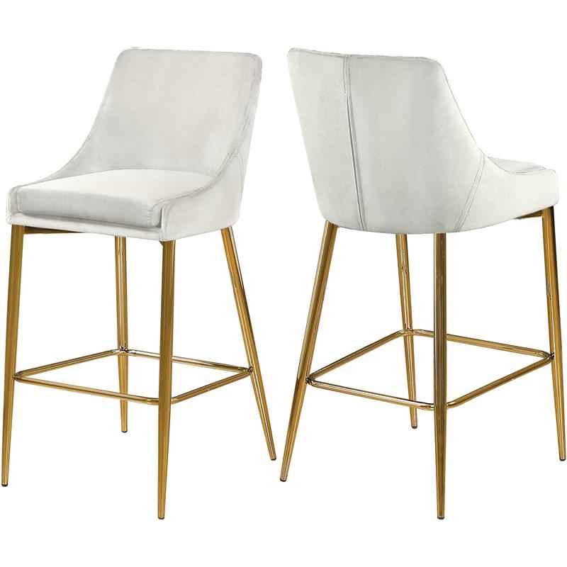Meridian Furniture Karina 27.5"H Velvet Counter Stool in Cream (Set of ...