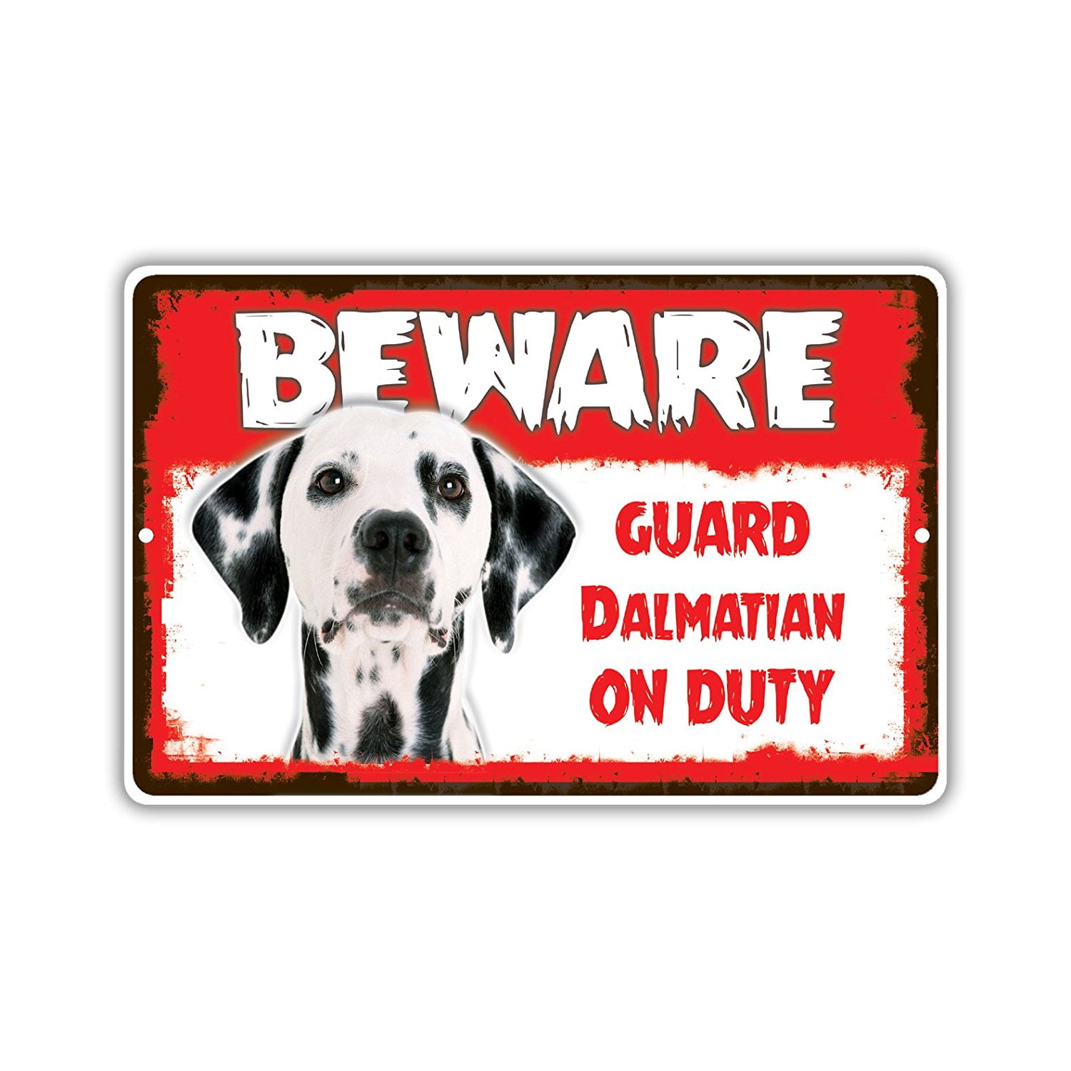 Beware Guard Dalmatian Dog On Duty Novelty Aluminum Metal 8"x12" Sign ...