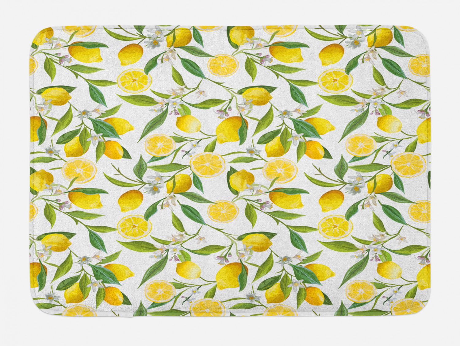 Nature Bath Mat, Exotic Lemon Tree Branches Yummy Delicious Kitchen ...