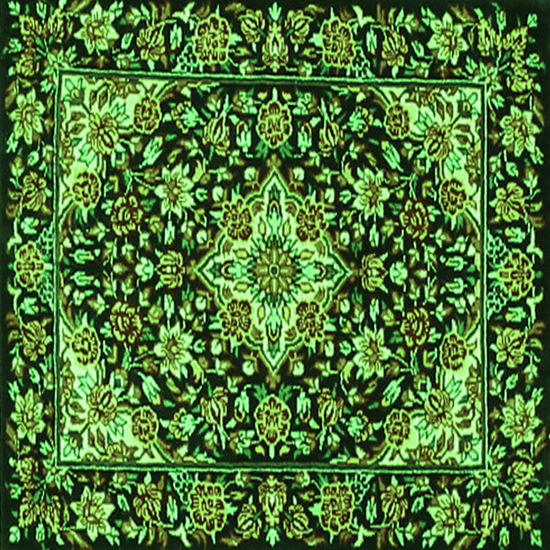 Ahgly Company Indoor Square Medallion Green Traditional Area Rugs, 6 ...