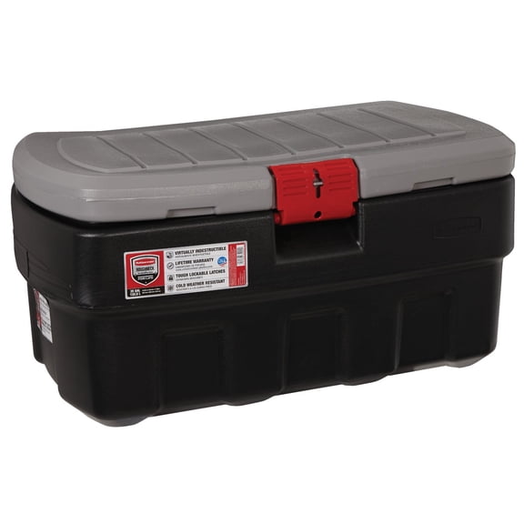 Rubbermaid ActionPacker Lockable Storage Box, 35 Gal, Grey and Black ...