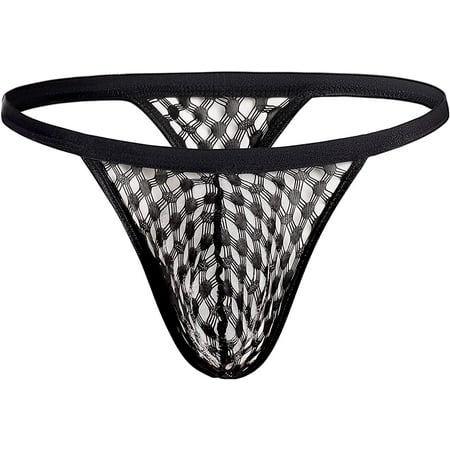 Men's See Through Thong Underwear Transparent Large Mesh G-String Tong ...