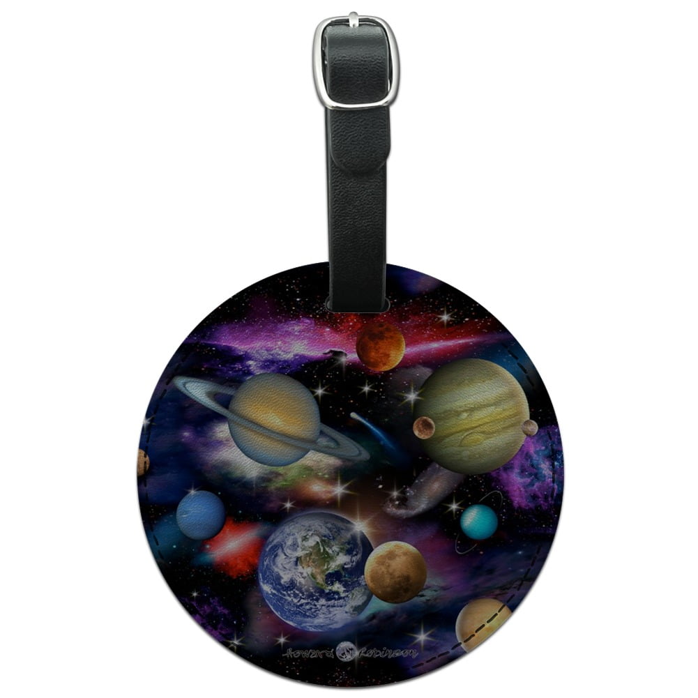 Planets Solar System Earth Saturn Jupiter Mars Pattern Round Leather ...