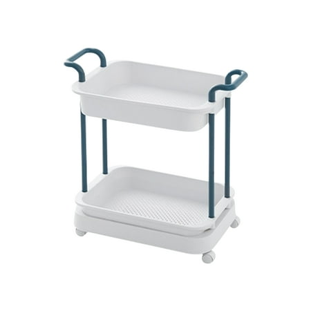 Ergonomic Handle Rolling Cart With Rotating Wheel 2 Tier Bedroom ...