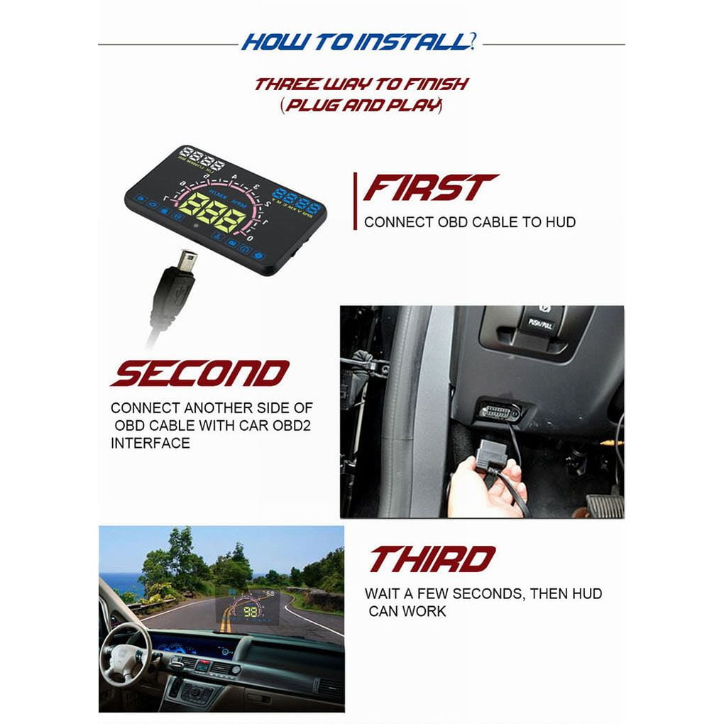 Buy DTOWER E350 5.8 Digital HUD OBD2 Head Up Display Car Engine Speed Projector Vehicle ...