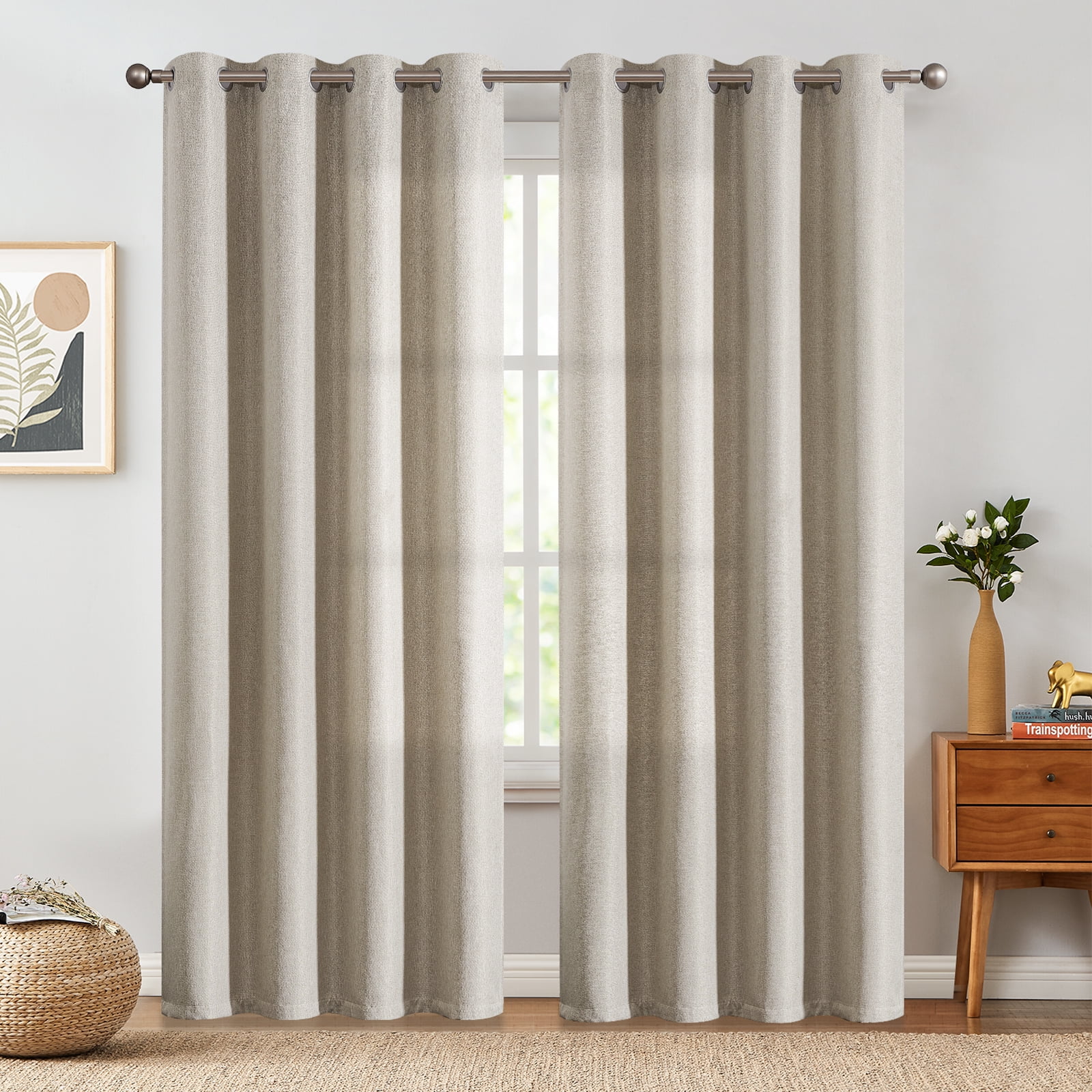 Click here for Curtainking Linen Texture Curtains 90 Inch Greyish... prices