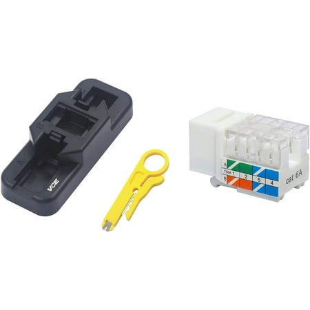 25-Pack Cat6A RJ45 90 Degree Keystone Jack Insert Bundle with Combo ...