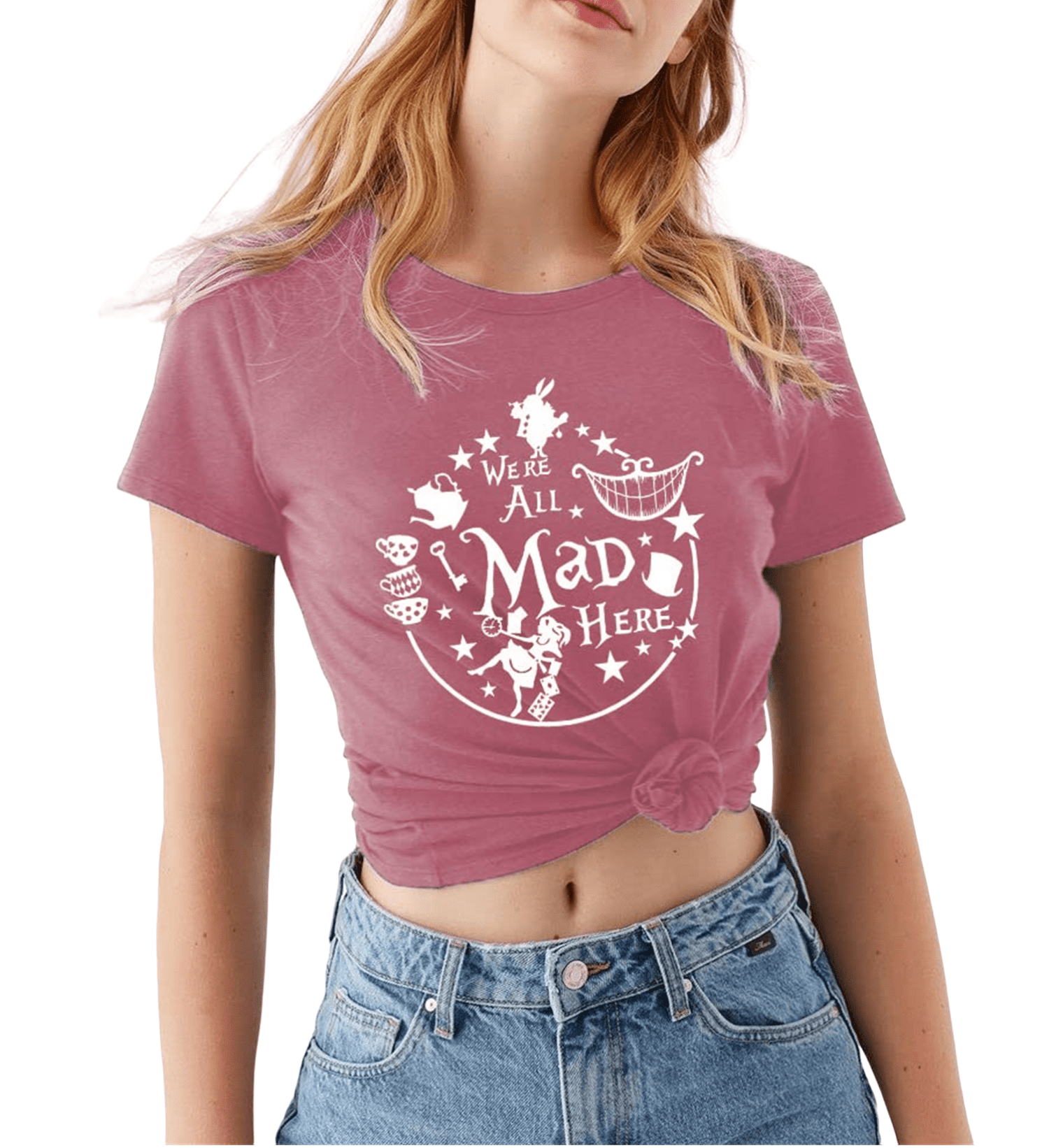 VILOVE Women We're All Mad Here T Shirt Mad Tea Party Vacation Shirts ...