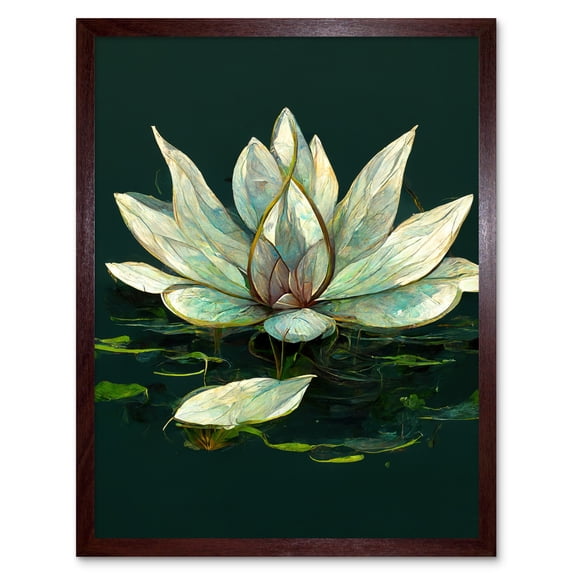 Peaceful Elegant Water Lily Modern Tranquil Art Print Framed Poster ...