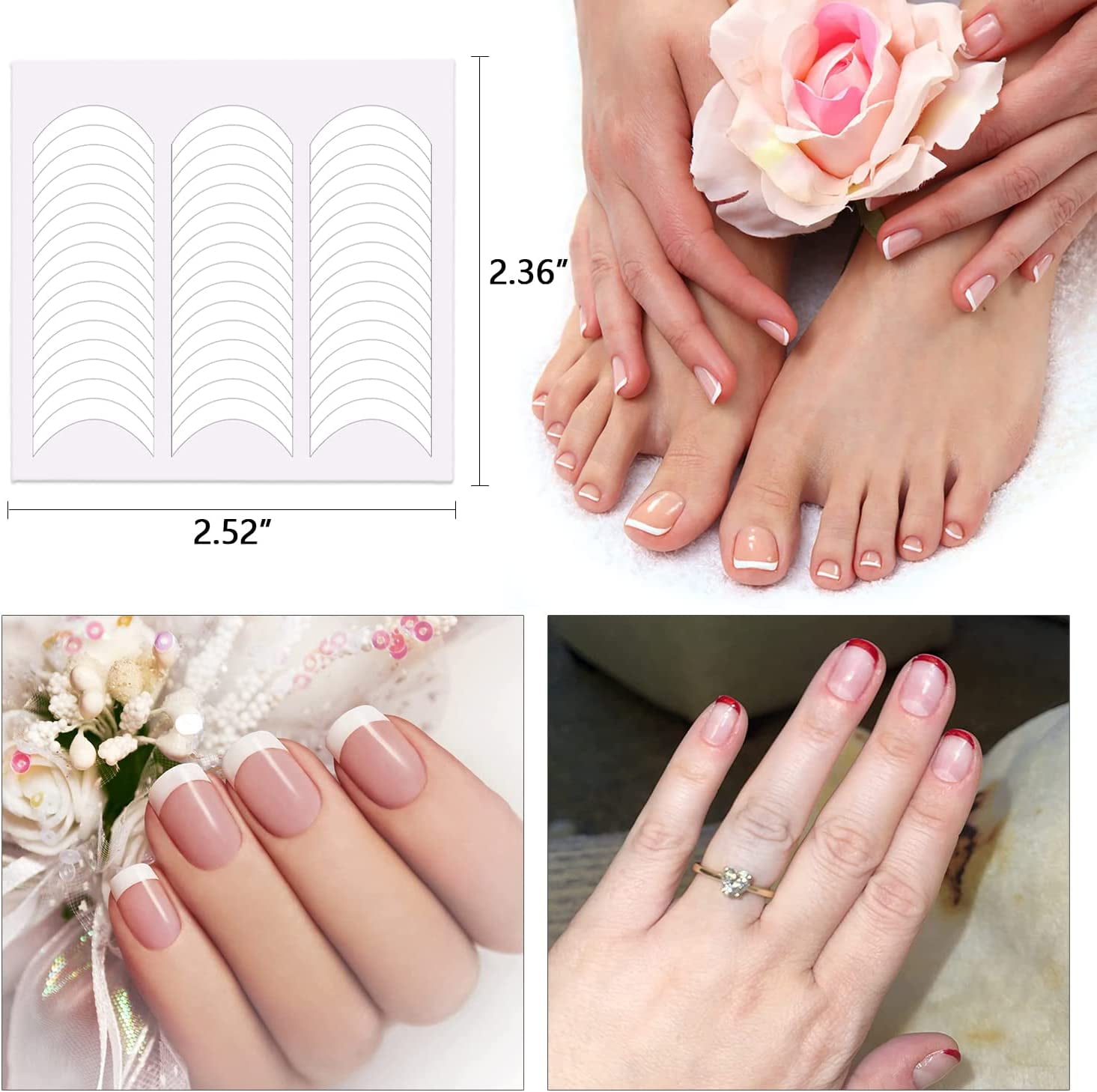 4320 Pieces 90 Sheets French Tip Nail Guides Nail Stencils Self ...