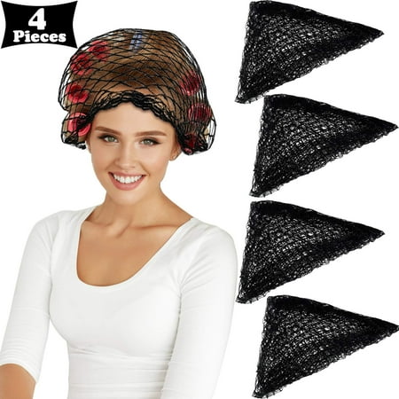 4 Pieces Triangle Hair Net for Rollers, Women Hair Net Mesh Hair Net ...
