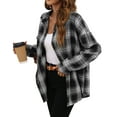 Fantaslook Plaid Flannel Shirts for Women Oversized Long Sleeve Button ...