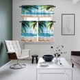 Coconut Tree Kitchen Curtains Valances 3 Piece Set, Beach Blue Sky Sea ...