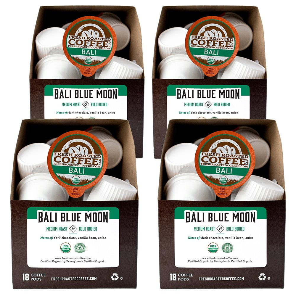 Fresh Roasted Coffee, Organic Bali Blue Moon Coffee Pods, Medium Roast ...