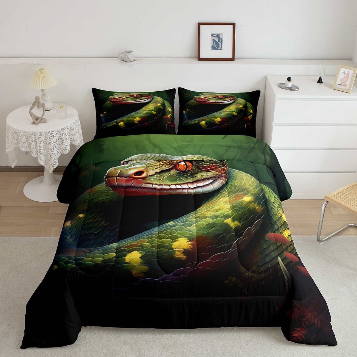 Click here for Yst 3d Snake Comforter Set For Teens Men wild Gree... prices