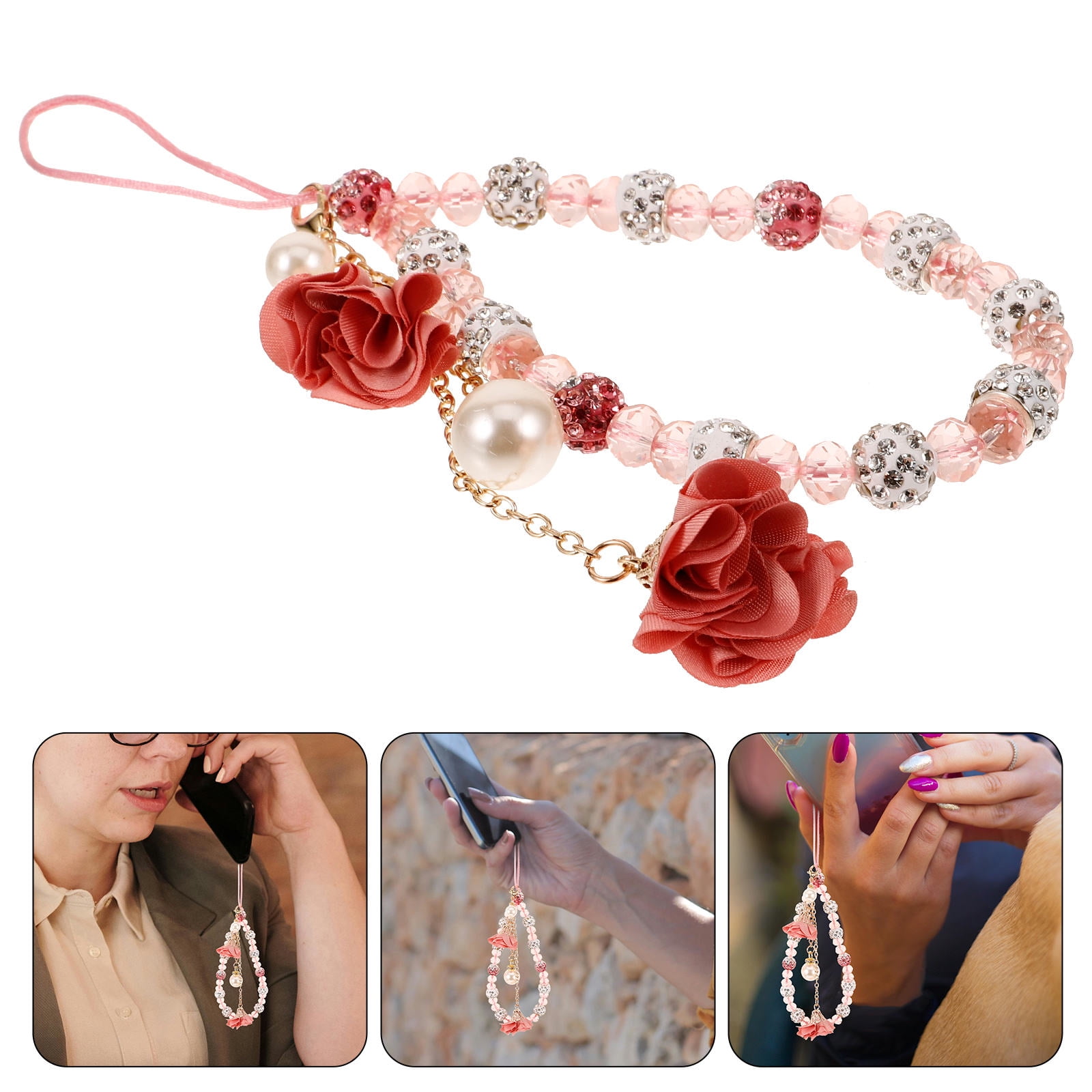 Click here for Ushobe Bead Phone Pendant Phone Charm Pink Handmad... prices