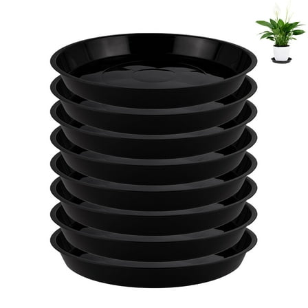 Bloem Mathers Round Planter with Saucer Tray: 8" - Black - Modern ...