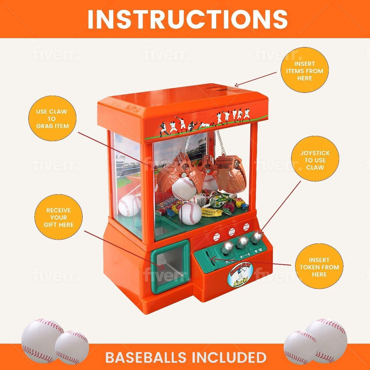 Mini Arcade Claw Machine Prize Claw Bunny & Bear Mini Claw Machine