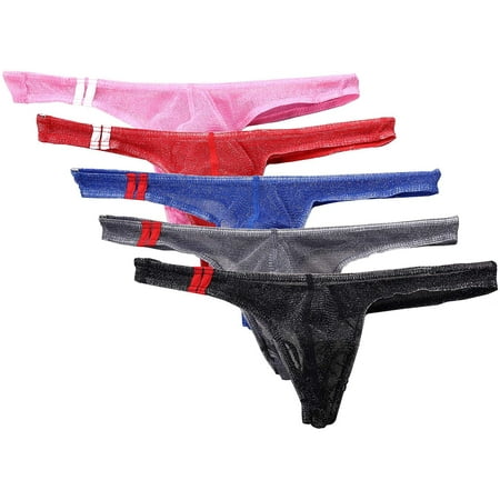 JOYWEIMen's Sexy Low Rise Thong Underwear Mesh Stretch G-String Briefs ...