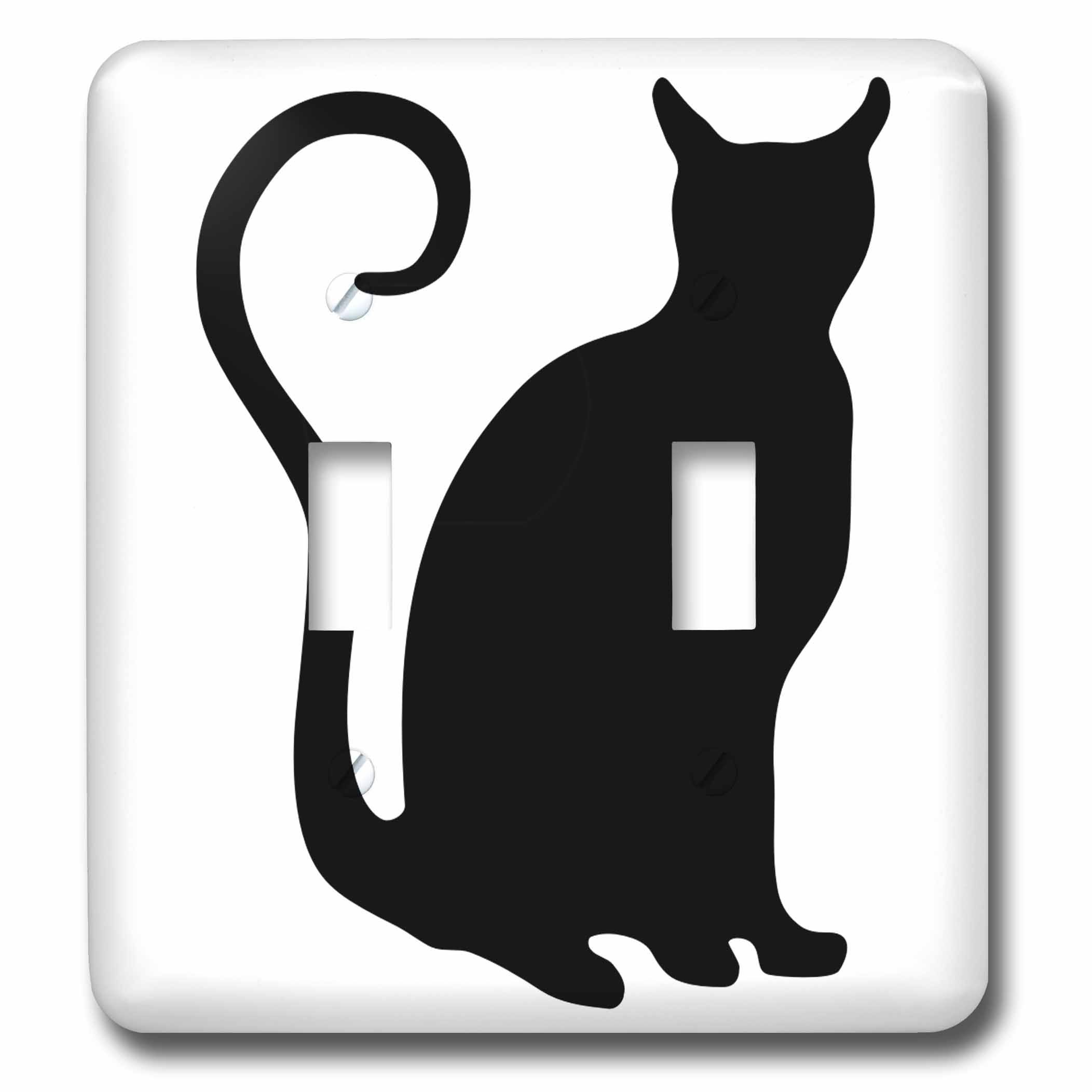 Black Cat Silhouette with Curly Tail double toggle switch lsp-220837-2 ...