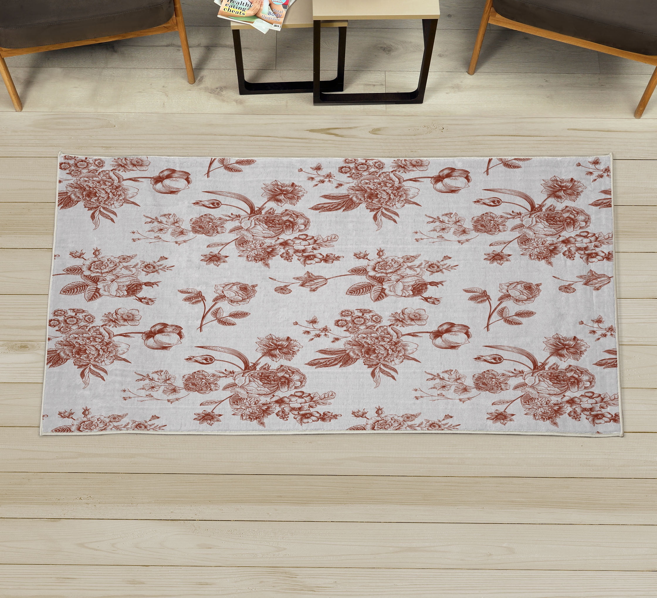 Botanical Decorative Rug, Vintage Floral Pattern Victorian Classic ...