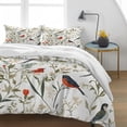 4 Piece Duvet Cover Set Twin, Spring Orange Flowers Birds Soft ...